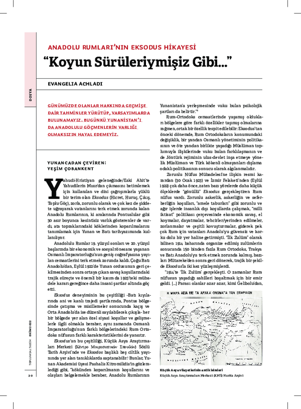 (PDF) Anadolu Rumları’nın Eksodus Hikayesi “Koyun Sürüleriymişiz Gibi…”