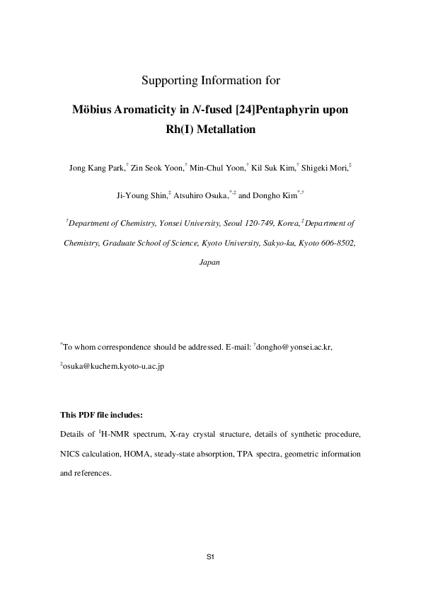 (PDF) Möbius Aromaticity in N-Fused [24]Pentaphyrin upon Rh(I) Metalation