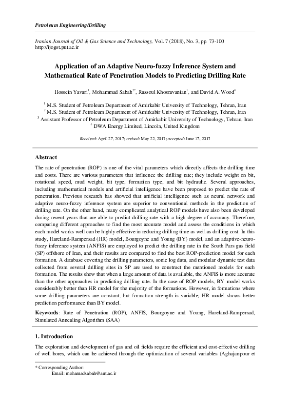 (PDF) Application of an Adaptive Neuro-fuzzy Inference System and Mathematical Rate of ...