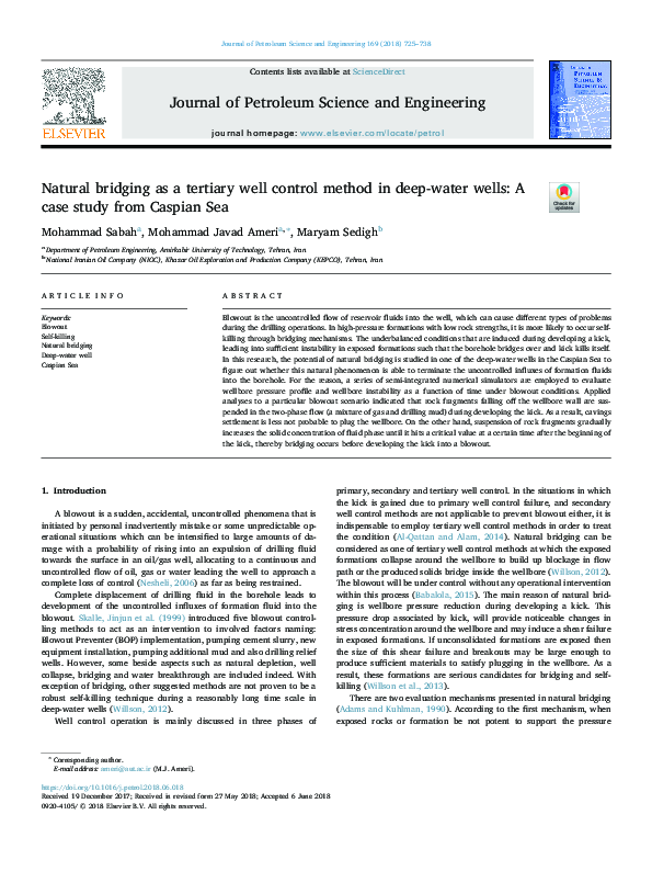 (PDF) Natural bridging as a tertiary well control method in deep-water ...