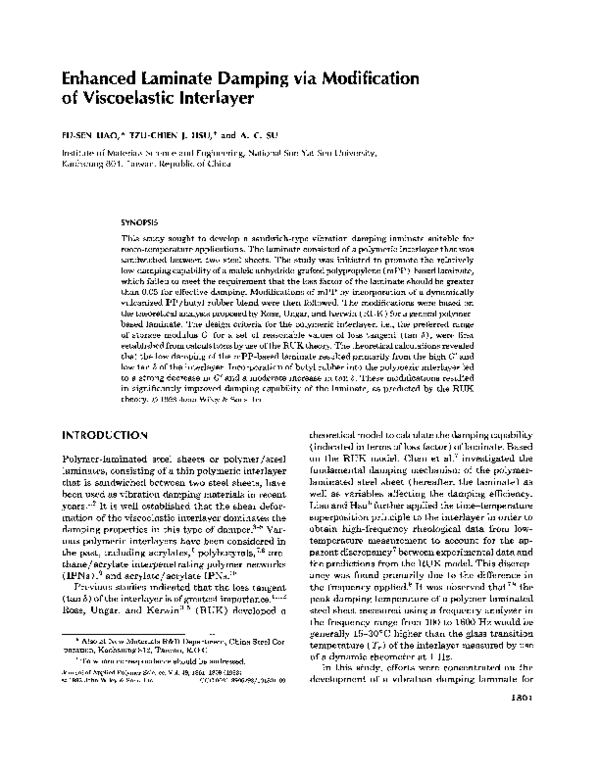 (PDF) Enhanced laminate damping via modification of viscoelastic interlayer
