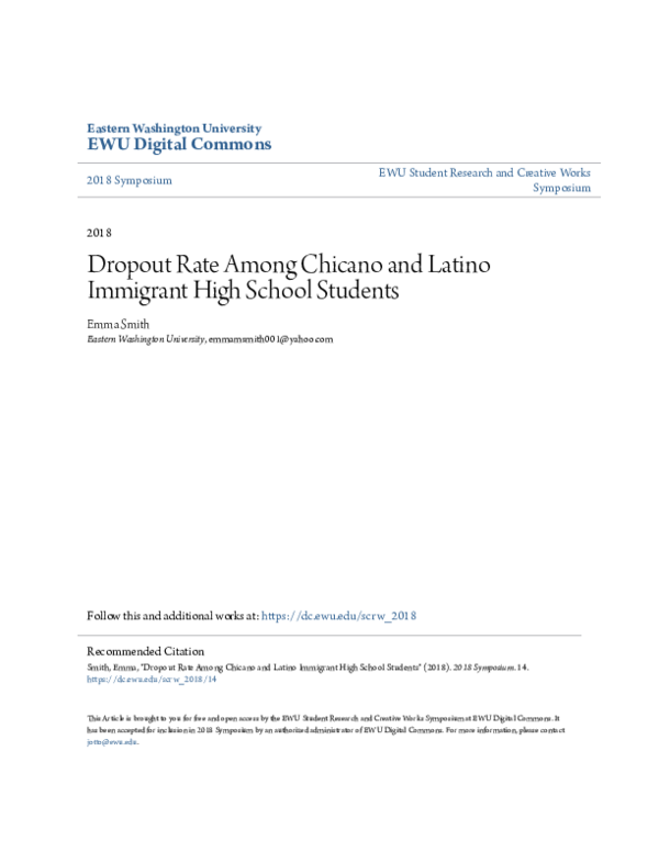 (PDF) Dropout Rate Among Chicano and Latino Immigrant High School Students