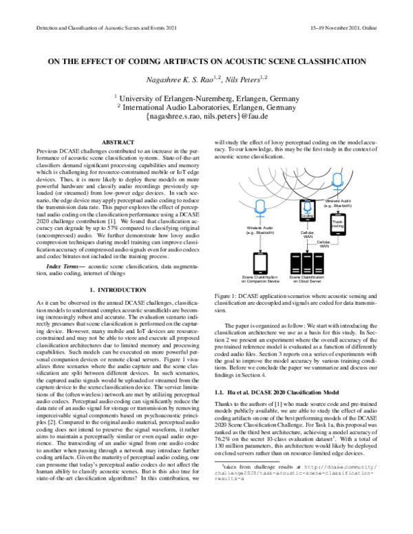 (PDF) On the Effect of Coding Artifacts on Acoustic Scene Classification