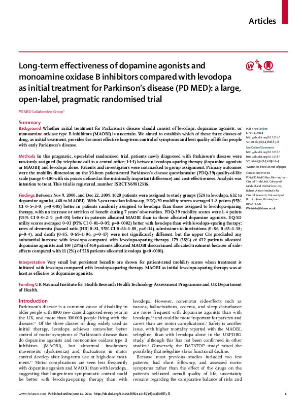 (PDF) Long-term effectiveness of dopamine agonists and monoamine ...