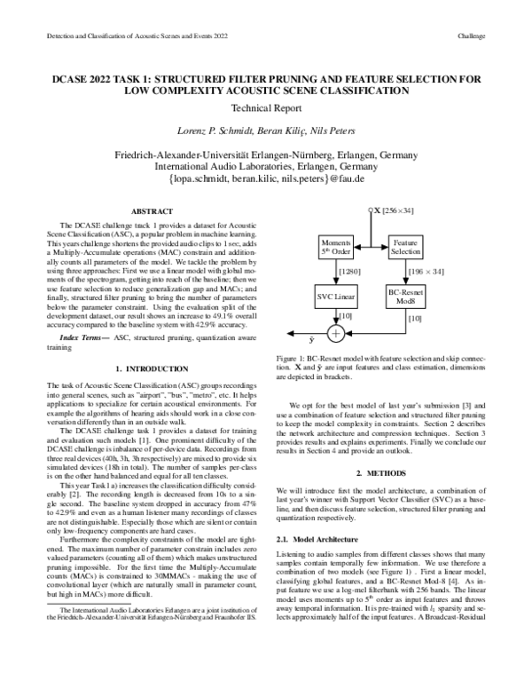 Pdf Dcase 2022 Task 1 Structured Filter Pruning And Feature Selection For Low Complexity 
