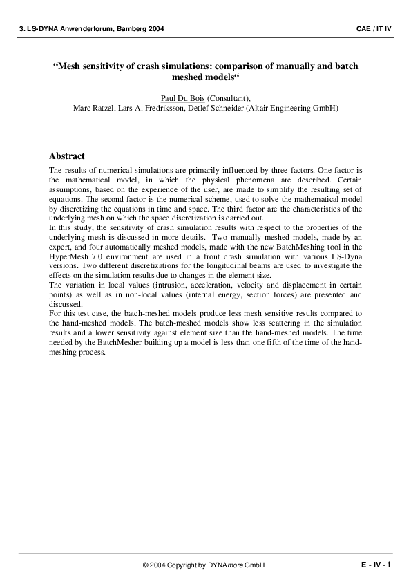 (PDF) Mesh sensitivity of crash simulations: comparison of manually and ...