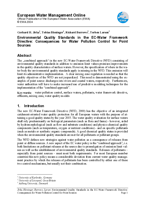 (PDF) Environmental quality standards in the EC-water framework ...