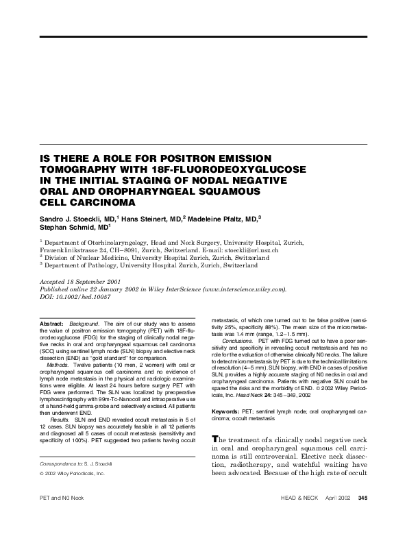 (PDF) Is there a role for positron emission tomography with 18F ...