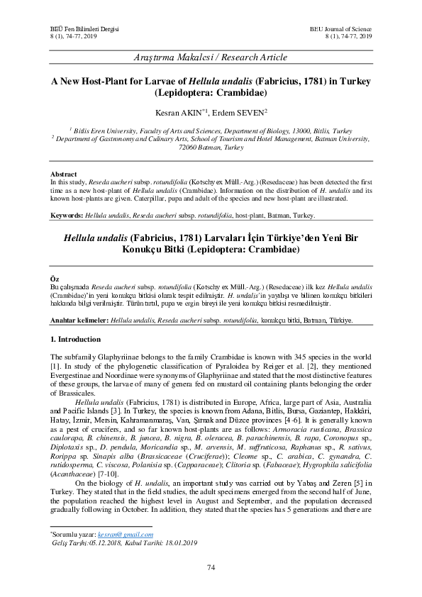 (PDF) A New Host-Plant for Larvae of Hellula undalis (Fabricius, 1781 ...