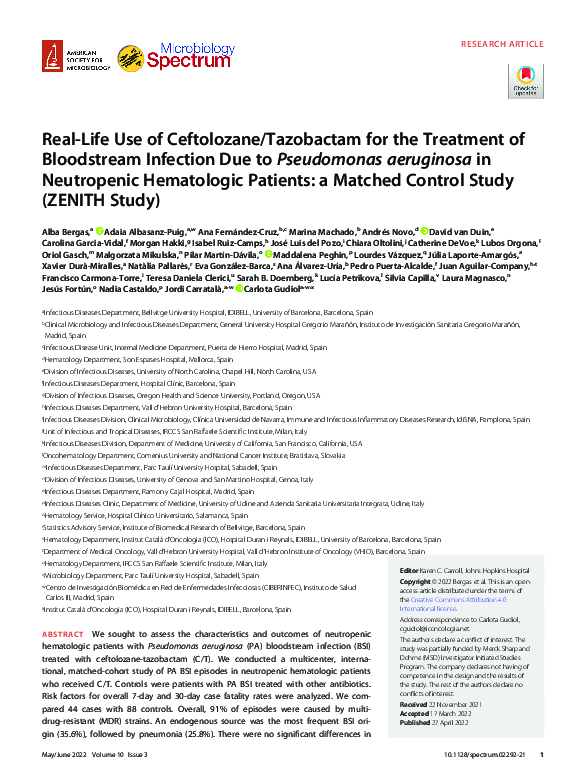(PDF) Real-Life Use of Ceftolozane/Tazobactam for the Treatment of ...