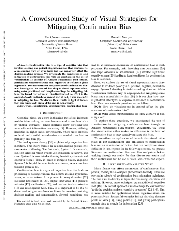 (PDF) A Crowdsourced Study of Visual Strategies for Mitigating Confirmation Bias