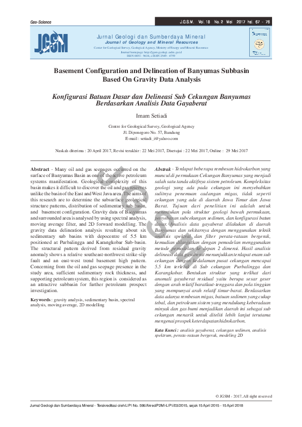 (PDF) Basement Configuration and Delineation of Banyumas Sub-Basin ...