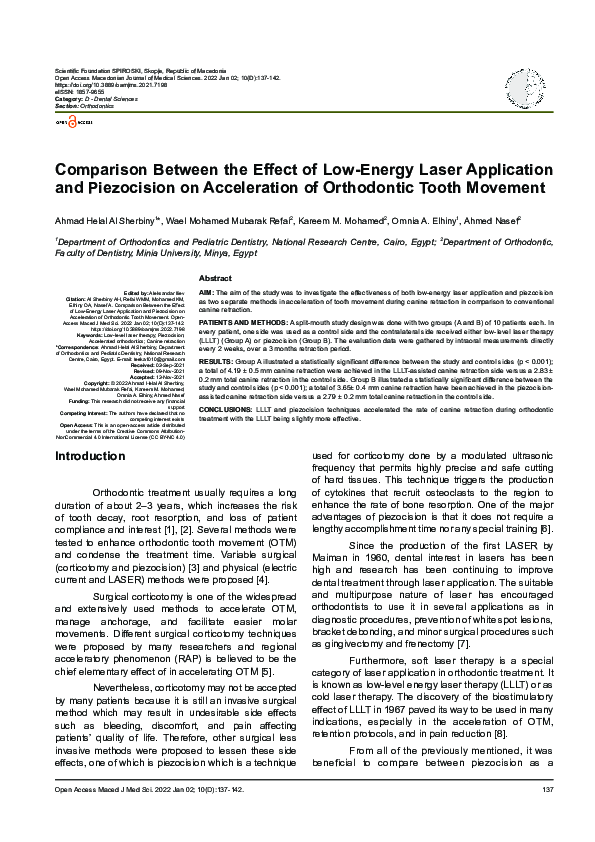(PDF) Comparison Between the Effect of Low-Energy Laser Application and ...