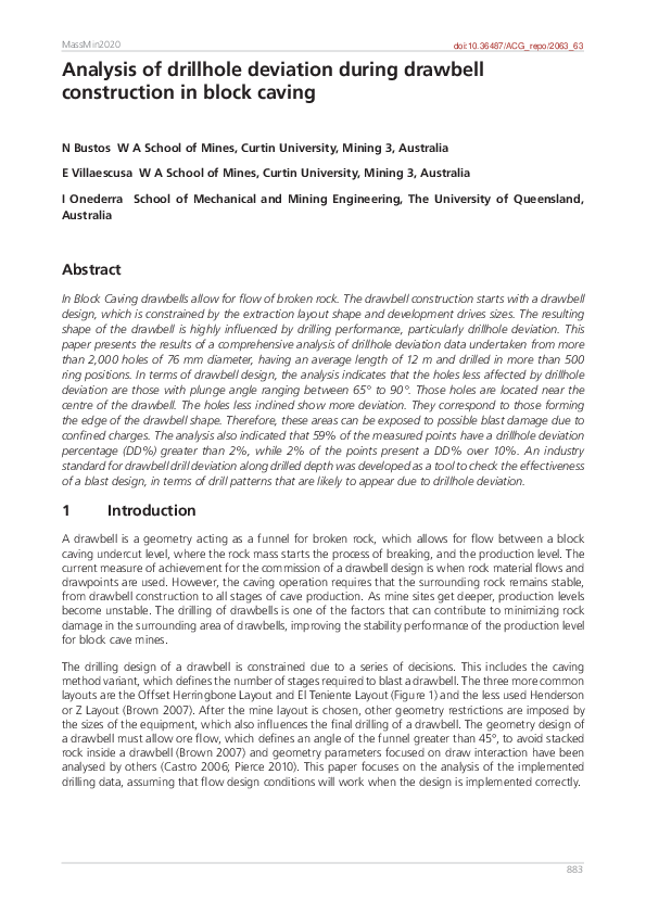 (PDF) Analysis of drillhole deviation during drawbell construction in ...