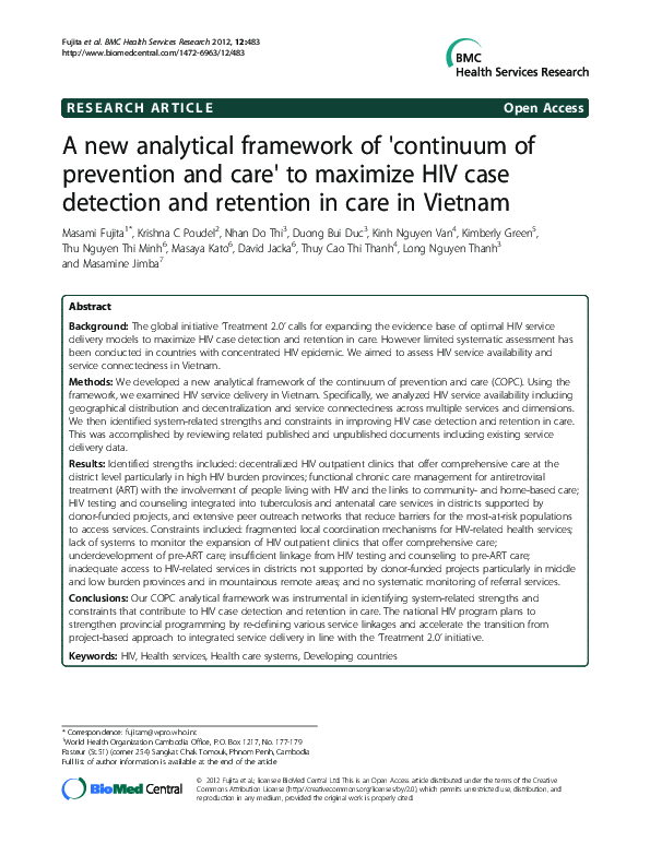 (PDF) A new analytical framework of 'continuum of prevention and care ...
