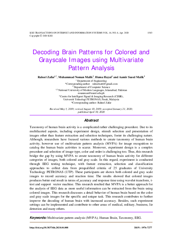 Pdf Decoding Brain Patterns For Colored And Grayscale Images Using