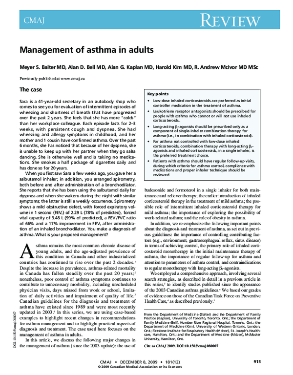 (PDF) Management of asthma in adults