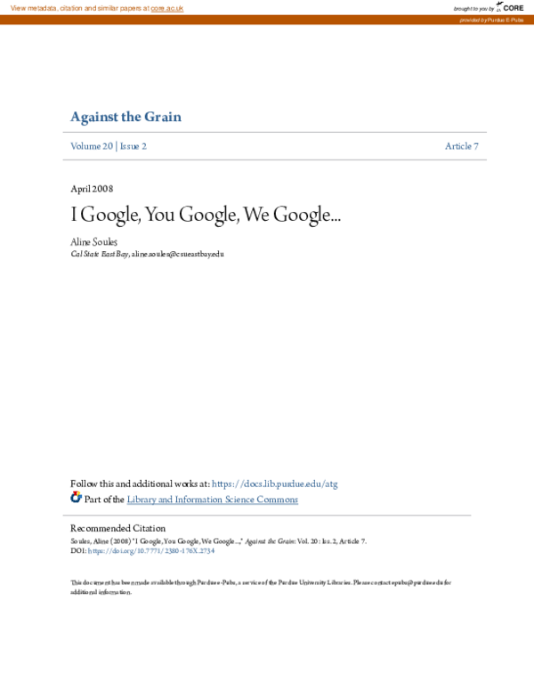 (PDF) I Google, You Google, We Google