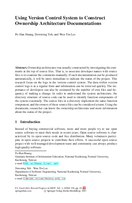 (PDF) Using Version Control System to Construct Ownership Architecture Documentations