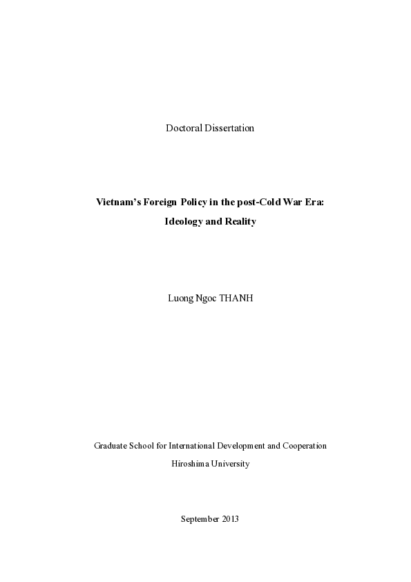 (PDF) Vietnam's Foreign Policy in the post-Cold War Era : Ideology and ...