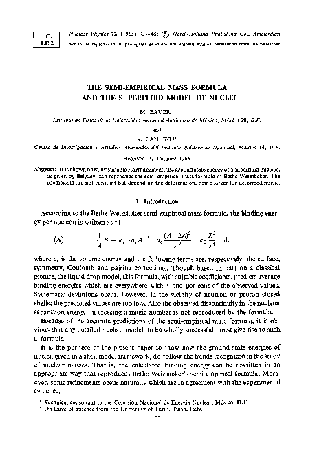 (PDF) The semi-empirical mass formula and the superfluid model of nuclei