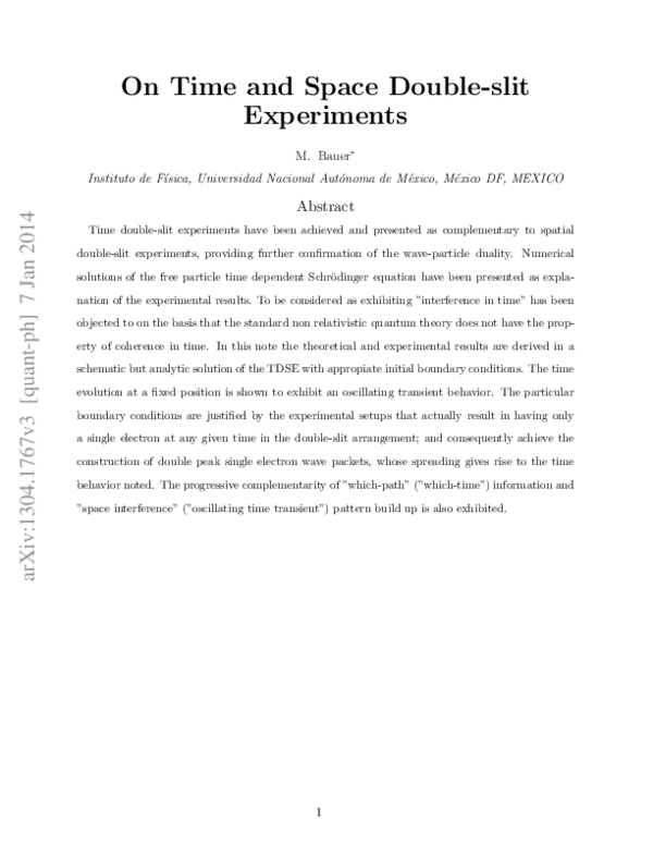 (PDF) On time and space double-slit experiments