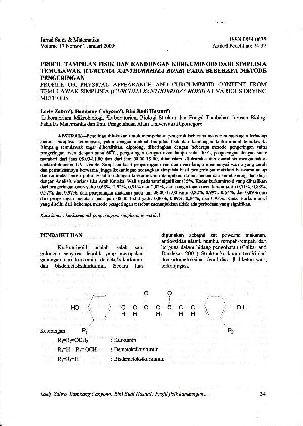 (PDF) Profil Tampilan Fisik Dan Kandungan Kurkuminoid Dari Simplisia ...