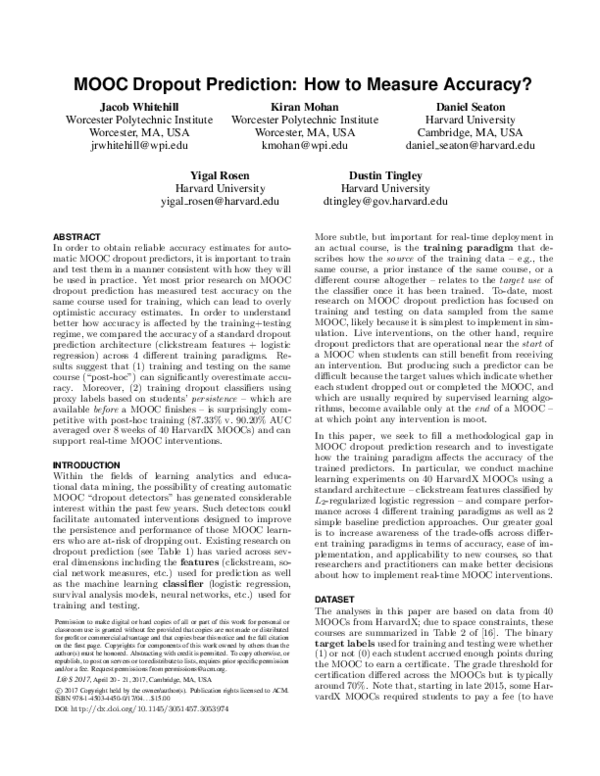 (PDF) MOOC Dropout Prediction (PDF) MOOC Dropout Prediction