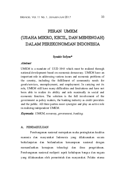 (PDF) Peran Umkm (Usaha Mikro, Kecil, Dan Menengah) Dalam Perekonomian ...