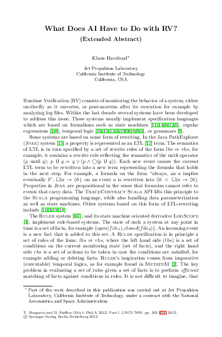 (PDF) What Does AI Have to Do with RV? | Klaus Havelund - Academia.edu