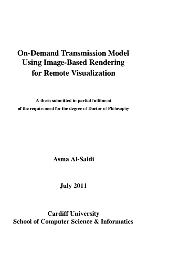 (PDF) On-demand transmission model using image-based rendering for remote visualization