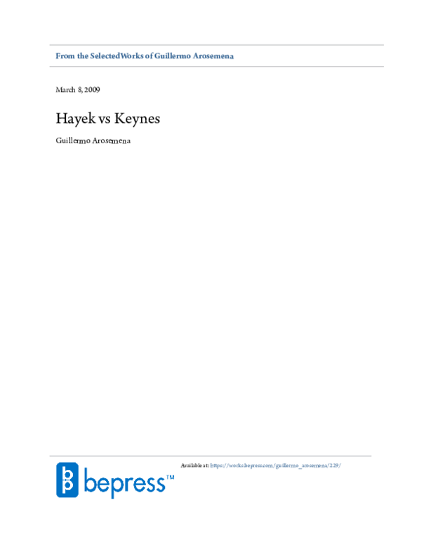 (PDF) Hayek vs Keynes