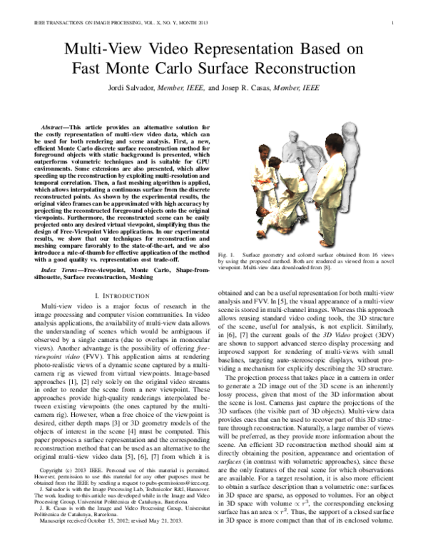 (PDF) Fast Monte Carlo Surface Reconstruction for Multi-View Videos