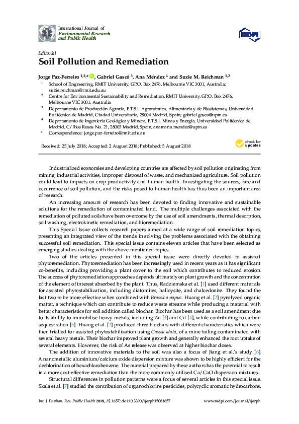 (PDF) Soil Pollution and Remediation