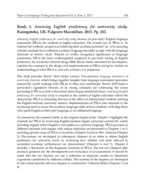 (PDF) Assessing English Proficiency for University Study
