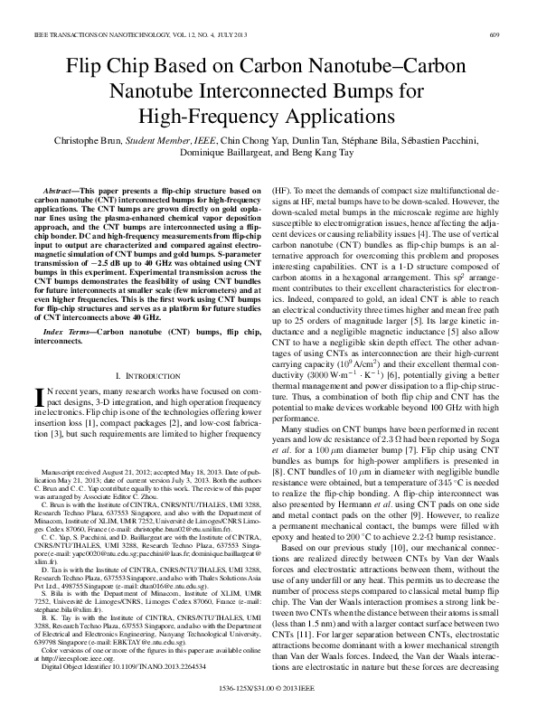 (PDF) Flip Chip Based on Carbon Nanotube–Carbon Nanotube Interconnected ...