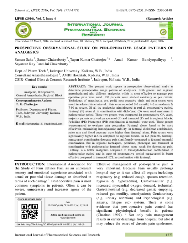 (PDF) Prospective observational study on peri-operative usage pattern ...