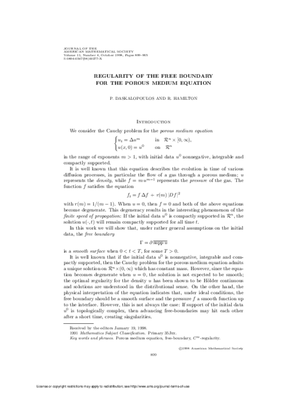 (PDF) Regularity of the free boundary for the porous medium equation