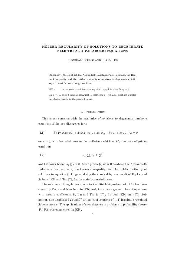 Pdf Hölder Regularity Of Solutions Of Degenerate Elliptic And Parabolic Equations