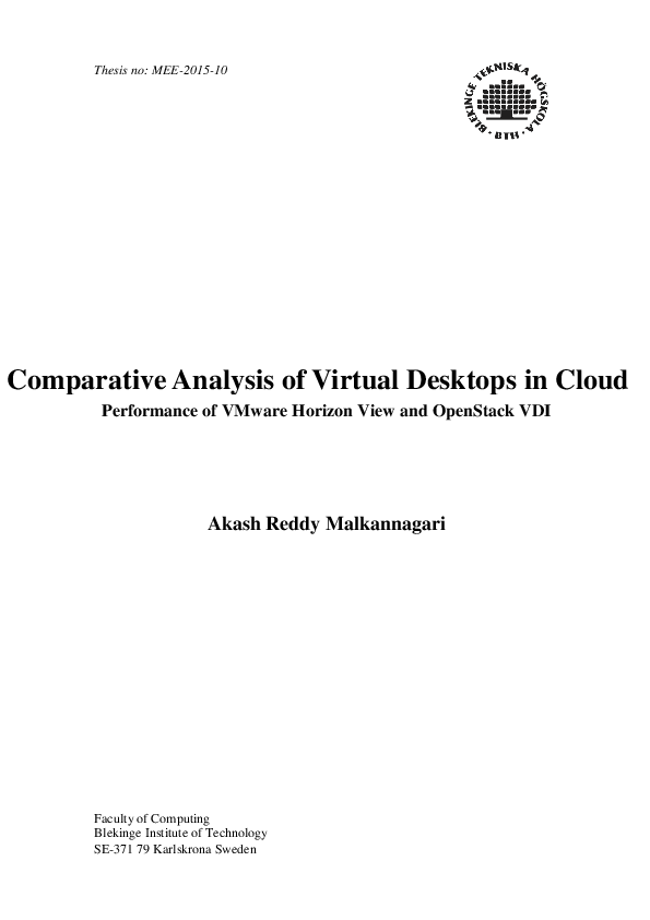 (PDF) Comparative Analysis of Virtual Desktops in Cloud : Performance of VMware Horizon View and ...