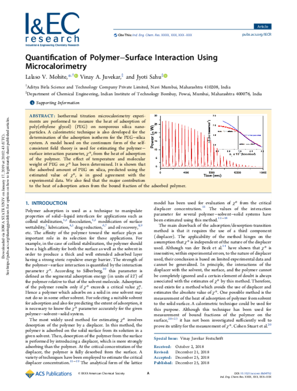 (PDF) Quantification of Polymer–Surface Interaction Using Microcalorimetry