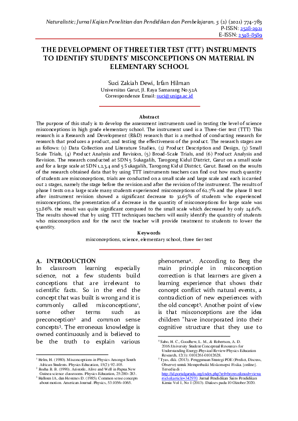 (PDF) The Development of Three Tier Test (TTT) Instruments to Identify ...