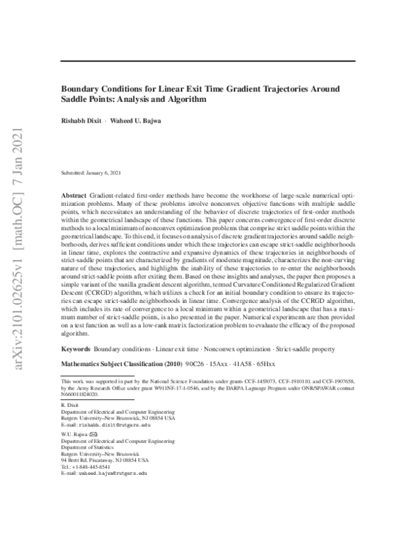 (PDF) Boundary Conditions for Linear Exit Time Gradient Trajectories Around Saddle Points ...