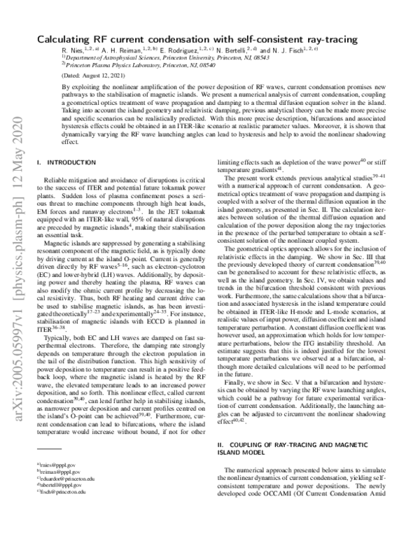 (PDF) Calculating RF current condensation with self-consistent ray ...