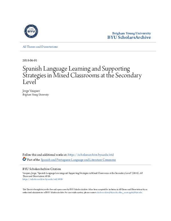 (PDF) Spanish Language Learning and Supporting Strategies in Mixed ...