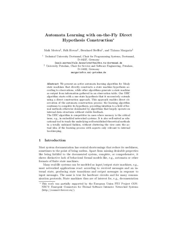 (PDF) Automata Learning with On-the-Fly Direct Hypothesis Construction