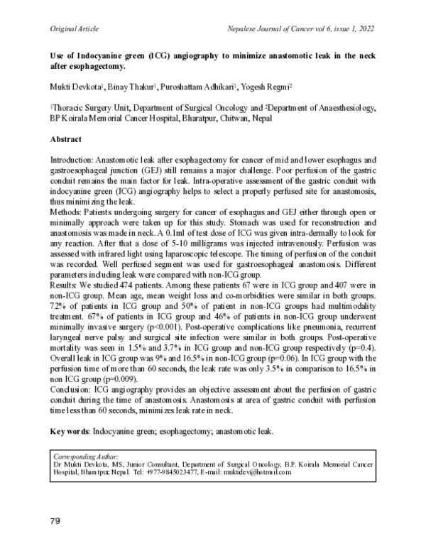 (PDF) Use of Indocyanine green (ICG) angiography to minimize ...