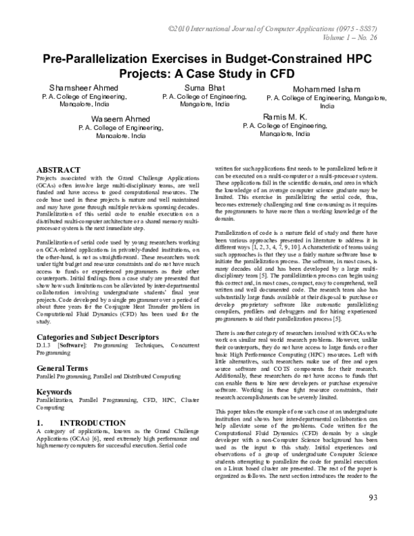 (PDF) Pre-Parallelization Exercises in Budget-Constrained HPC Projects ... (PDF) Pre-Parallelization Exercises in Budget-Constrained HPC Projects ...