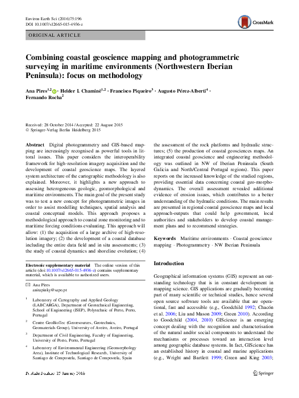 (PDF) Combining coastal geoscience mapping and photogrammetric ...
