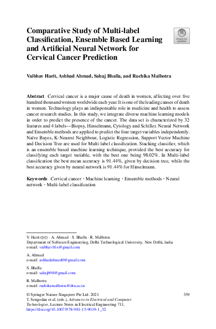 (PDF) Cervical Cancer Prediction: A Machine Learning Approach